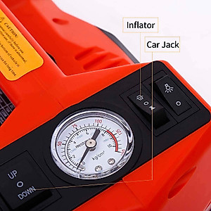 Trihelper Car Jack Hydraulic Jack – 5 Ton Electric Car Jack Stand Three in One Car Jack Kit for Sedans SUV Car Lift Floor Jack for Tire Change and Road Emergencies with Integrated Tire Pump (Orange)