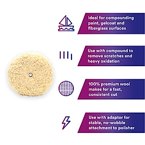 3M Perfect-It Wool Compounding Pad, 05753, 9 in, Fast Cutting, Polishing Pad for Automotives