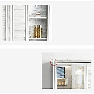 ZAYEN Bathroom Mirror Cabinet, Wall-Mounted Bathroom Mirror Cabinet with Multifunctional Smart Touch LED Makeup Mirror Bathroom Invisible Sliding Mirror Door Metal Storage Cabinet