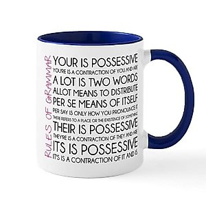 CafePress Rules Of Grammar Mug Ceramic Coffee Mug, Tea Cup 11 oz