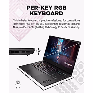 HP OMEN Laptop 16, NVIDIA GeForce RTX 3070, 12th Gen Intel Core i7-12700H, 16 GB RAM, 512 GB SSD, Quad HD IPS Display, Windows 11 Home, RGB Backlit Keyboard, Enhanced Thermals (16-b1020nr, 2022)