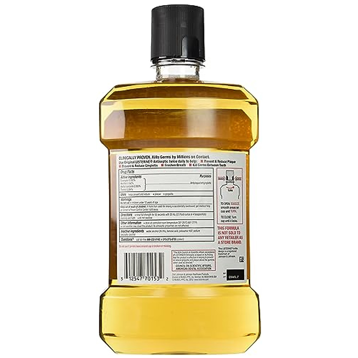 Listerine Antiseptic Mouth Wash Original Flavor Bottle, 1.5 L, 2 Piece