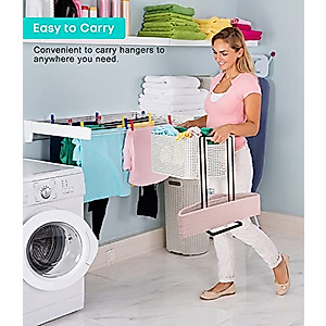 Hanger Storage Stacker Stand, Holds Up 110 Wire Clothes Hangers for Laundry Room Closet Space Saving, Portable Sturdy Hanger Organizer Rack Holder for Adult and Child Clothes Hangers, Keep Room Tidy