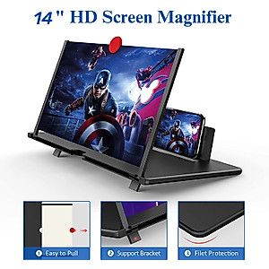14" Screen Magnifier – 3D HD Cell Phone Magnifing Screen Enlarger Projector for Movies Videos and Gaming – Foldable Phone Stand Holder with Screen Amplifier Compatible with All Smartphones