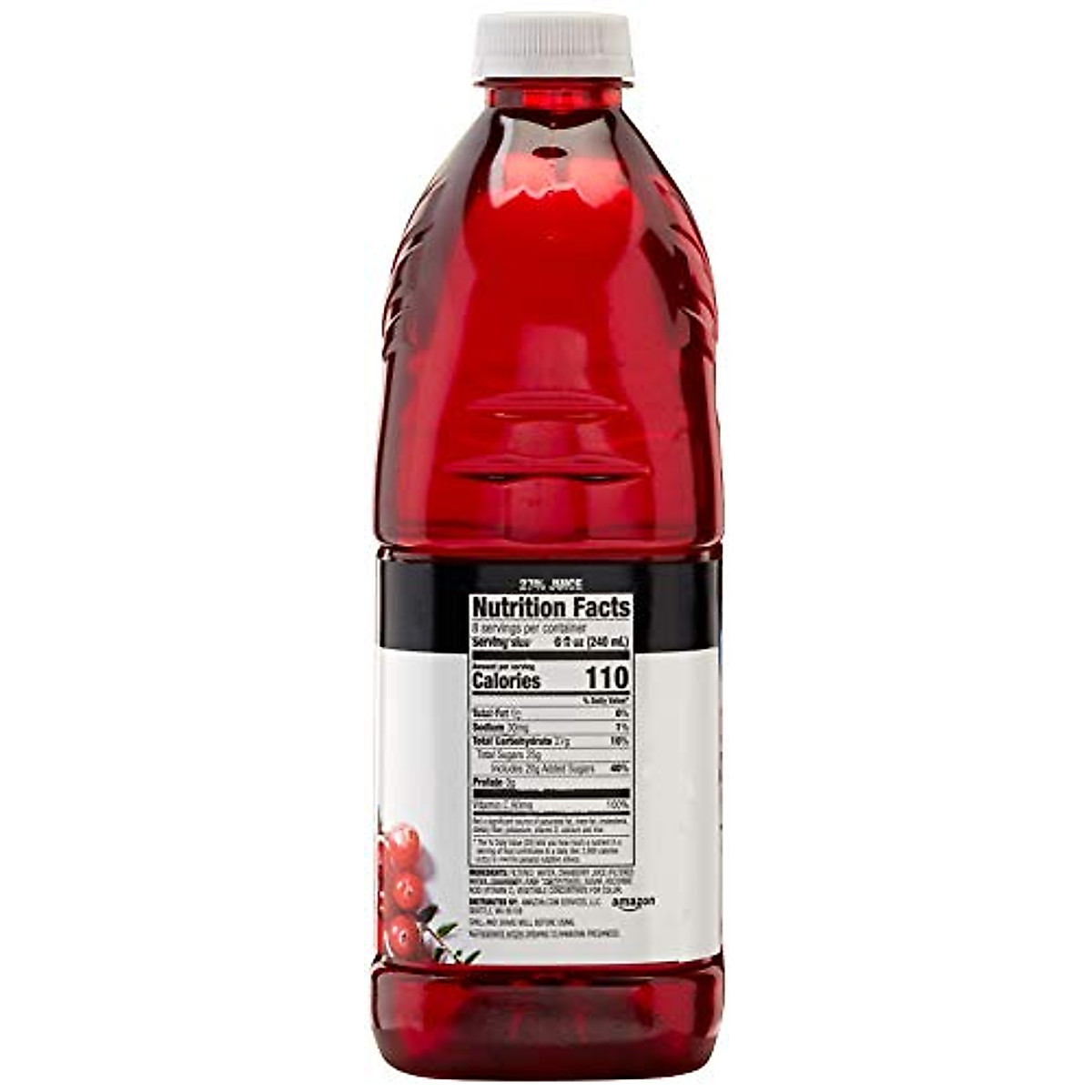 Amazon Brand - Happy Belly Juice Cocktail, Cranberry, Plastic Bottle, 64 fl oz (Pack of 1)