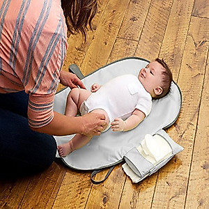 JJ Cole Portable and Stylish Diaper Changing Clutch with Changing Pad, Gray Heather