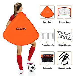 WEKEFON Soccer Goals, Set of 2 - Size 3.6'x2.7' Portable Foldable Pop Up Soccer Net for Backyard Training Goal for Kids and Youth Soccer Practice with Carry Bag