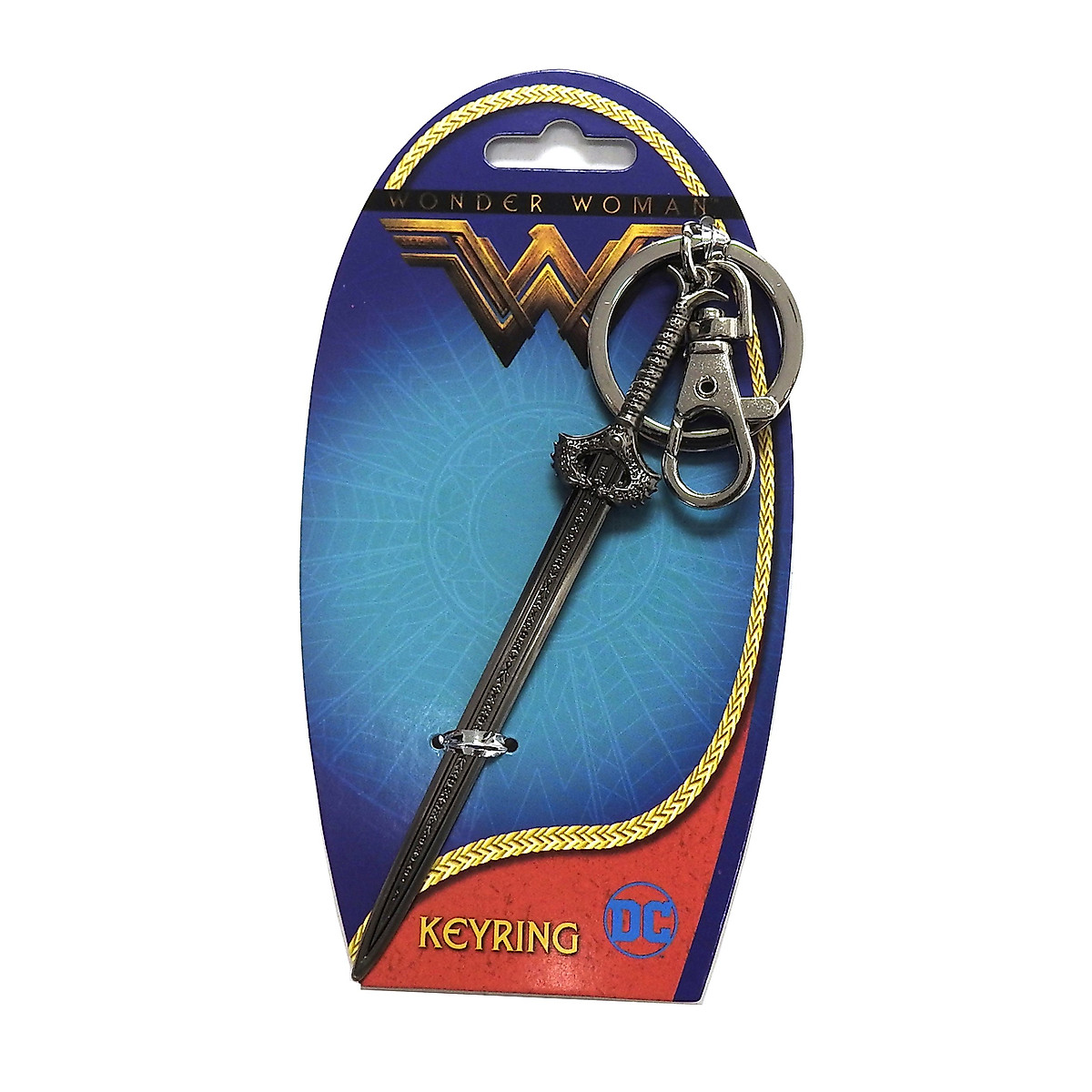 DC Girls Wonder Woman Sword Pewter Key Ring Multi-colored, 3"