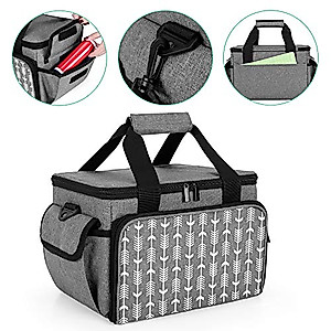 YARWO Carrying Case Compatible with Cricut Joy and Easy Press Mini, Storage Bag for Craft Pens and Other Tool Set, Gray with Arrow