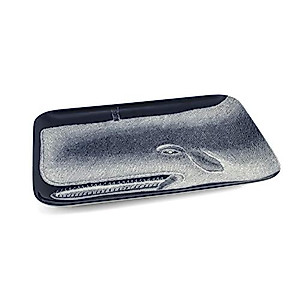 THOMAS PAUL Scrimshaw Whale Piece S/2 Serving Tray, 13.25"x9.125", Navy