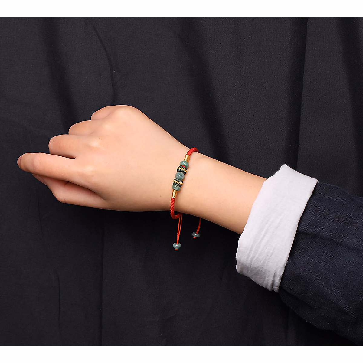 Xgimas Beads Bracelet for Women Men, Adjustable Hand-Woven Cord Lucky Jade Beaded Friendship Protection Red String Bracelets for Friends Gifts