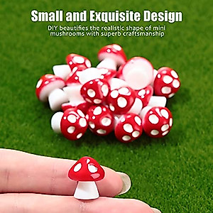 Jetec 24 Pieces Mini Garden Mushroom Miniature Figurine Garden Mushroom Accessories Ornament Mushroom Model Landscape Plant Pot Bonsai Craft for Home Party Decoration Supplies, Red