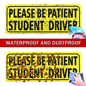 JUSTTOP 3pcs Student Driver Magnet for Car, Please Be Patient Student Driver Magnet, New Drivers Sticker Safety Warning, Magnetic Reflective Rookie Driver Bumper Sticker (Black)