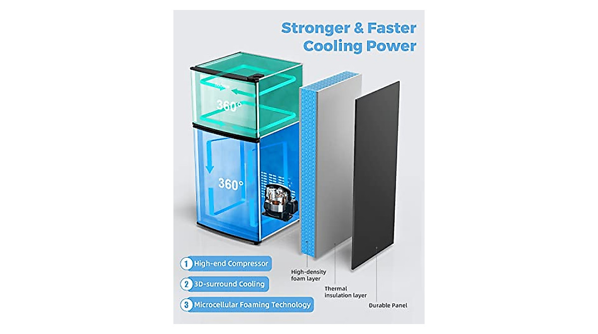 Bodare Mini Fridge with Freezer | Compact, Quiet & Energy-Efficient