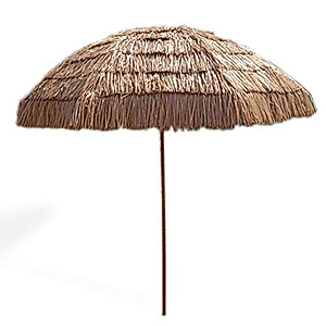 Impact Canopy 8' Hawaiian Tiki Umbrella, Pool Patio Beach Umbrella, Thatched Tiki