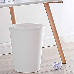 Trash can Simple Trash Can with Lid Round Plastic Trash Can Household Swing-lid Trash Can for Office, Living Room and Bedroom, 2 Colors Simple Human Trash can (Color : Gray)