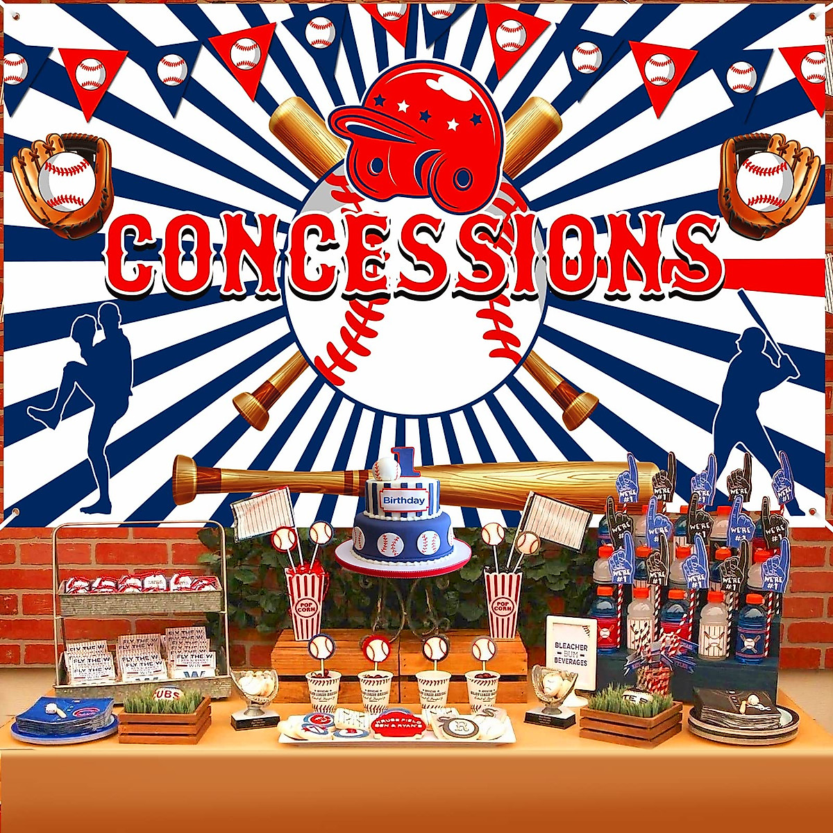 Baseball Party Decorations Banner Baseball Concessions Banner Baseball Party Supplies Large Sports Themed Birthday Backdrop for Boys Kids Teens Baseball Birthday Holiday Party Favor