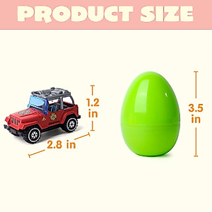 JOYIN 18 Pcs Jumbo Easter Eggs Filled with Die-cast Vehicles, Pull Back City Cars and Trucks Toy Prefilled Egg for Kids Basket Easter Stuffers, Party Favors and Easter Eggs Hunt
