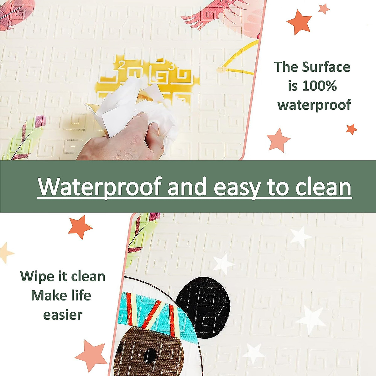 Baby Playmat for Crawling,0.6in Thick Extra Large Foldable Play Mat for Baby, Waterproof Non Toxic Anti-Slip Reversible Foam Playmat for Toddlers Kids(79 * 71 * 0.4)