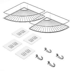 2-Pack 9" Rustproof Stainless Steel Corner Shower Caddy, Adhesive Bathroom Wall Mounted Storage Accessories Shower Shelf Organizer, Chrome