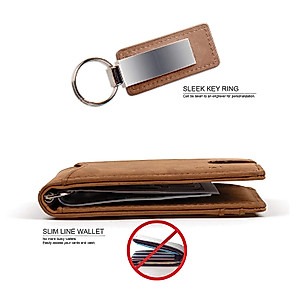 Blacaro - Fotenza Classic Leather Bifold Wallet for Men With ID Window - RFID Blocking - Keychain - Smart Design - Gift Box Wallet (Saddle)