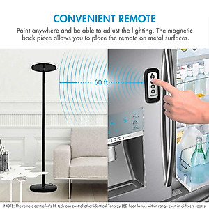 Tenergy Torchiere Dimmable LED Floor Lamp, Remote Controlled 30W (150W Equivalent) Standing Lamp, 90° Adjustable Top, Wall Switch Smart Outlet Compatible, Warm White Light