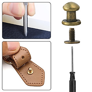 YORANYO 30 Sets 8MM Round Head Button Stud for Leather Chicago Screws Spikes and Stud Leather Rivets Screws Button Rivets for Repair and Decorate Clothing Shoes Belts Bags Dog Collars (Bronze)