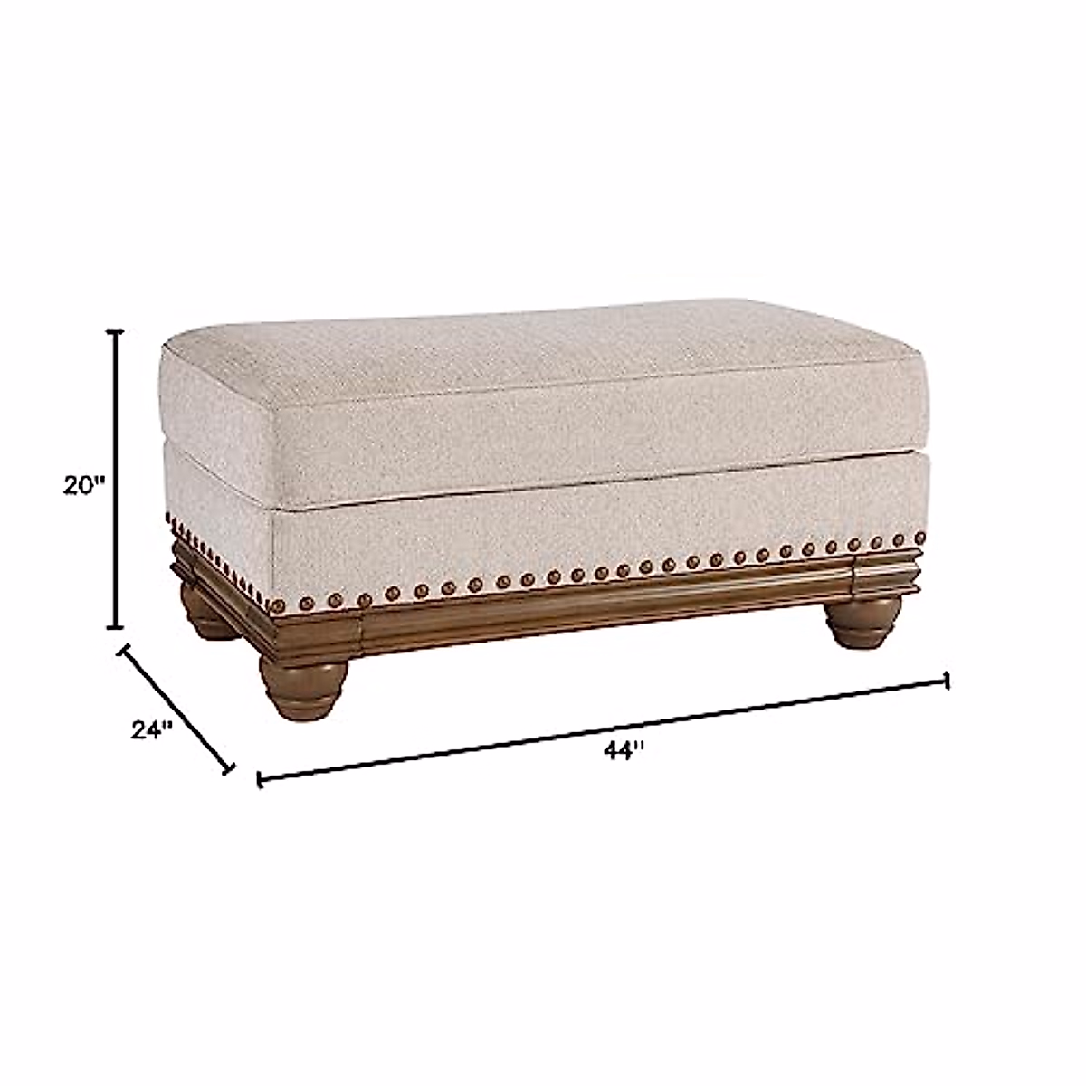 Signature Design by Ashley Harleson Modern Farmhouse Ottoman with Nailhead Trim, Beige