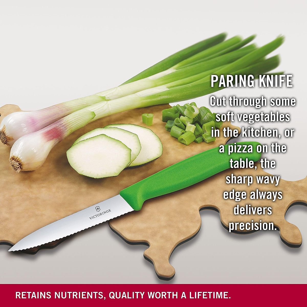 Victorinox 6.7736.L4 Swiss Classic Paring Knife for Cutting and Preparing Fruit and Vegetables Serrated Blade in Green 3.9 inches