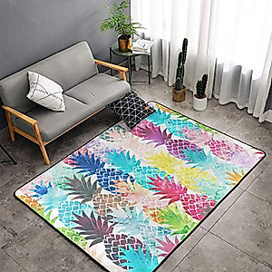 NiYoung Bedroom Living Room Kitchen Big Size Area Rugs Home Art - New Hawaiian Tropical Pineapple Watercolor Print Floor Mat Doormats Quick Dry Spa Bathroom Floor Mats Exercise Mat Throw Rugs Carpet