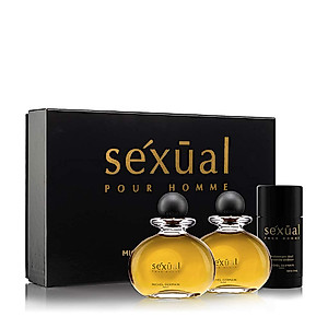 Michel Germain Sexual Pour Homme 3-Piece Cologne Gift Set, Top Notes of Indian Basil, Italian Bergamot, Italian Clementine, French Melon, Seductive Natural Oils