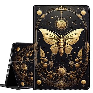 Case for Samsung Galaxy Tab S8 2022/Tab S7 2020 11 Inch (Model SM-X700/X706/T870/T875/T878), Multi-Angle Stand Smart Protective Cover, Shockproof Case Auto Sleep/Wake, Golden Moth