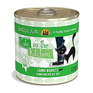 Weruva Cats in The Kitchen, Lamb Burger-ini Wet Cat Food, 10oz Can (Pack of 12)