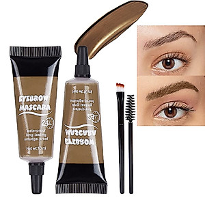 Tinted Thickening Eyebrow Mascara with Two Eyebrow Brushes,Brow Fast Sculpt,Waterproof,Transfer-proof,Eyebrow Tinting Kit- Cruelty Free - Light Medium Brown (2 Pack) (01 Brown)