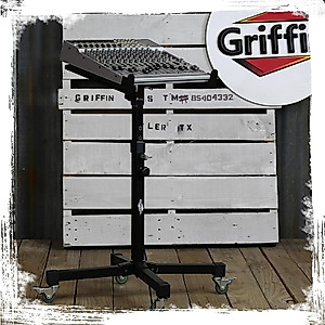 Studio Mixer Stand DJ Cart by GRIFFIN | Rolling Standing Rack On Casters with Adjustable Height | Portable Turntable Holder | Mobile Mount For Digital Drum Machine, Mixing Audio Gear & Music Equipment