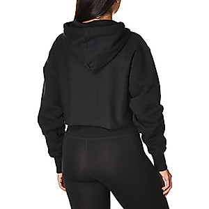Champion womens Reverse Weave Cropped Cut-off Hoodie, Left Chest C Hooded Sweatshirt, Black-549302, X-Small US