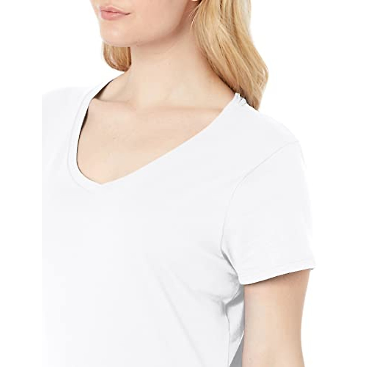 Hanes womens Nano Premium Cotton V-neck Tee fashion t shirts, White, Medium US