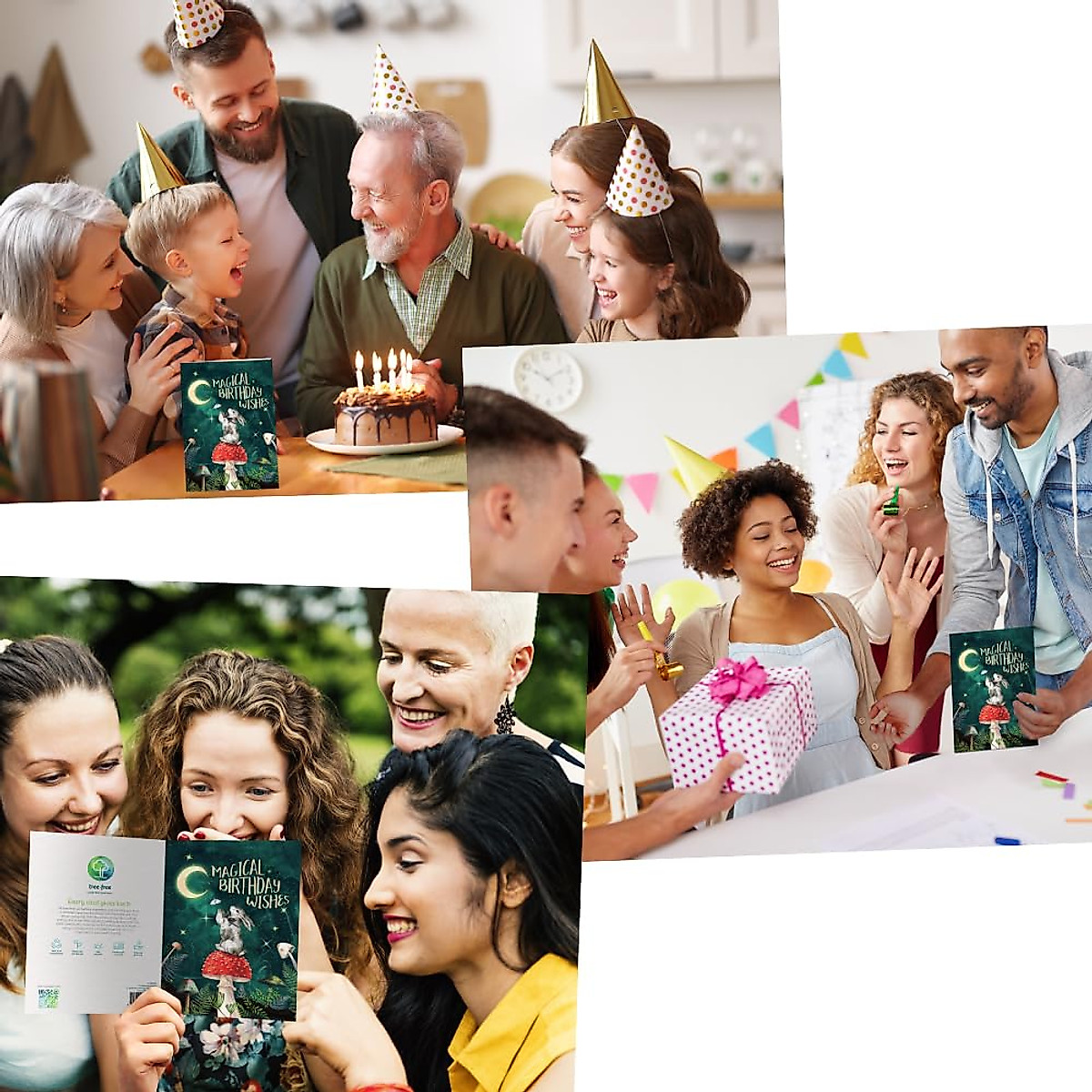 Tree-Free Greetings - Birthday Cards - Artful Designs - 1 Card + Matching Envelopes - Made in USA - 100% Recycled Paper - 5"x7" - Magical Wishes (GO65331)