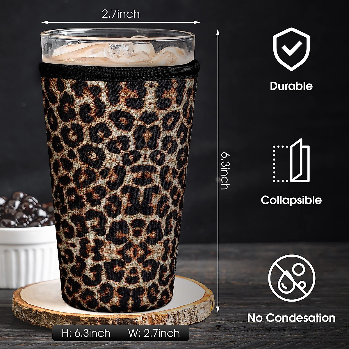 20 Pcs Reusable Iced Coffee Sleeve Neoprene Insulator Cup Sleeve for Cold Beverages Cups Neoprene Holder for Cold and Hot Drinks Fits Coffee Cups (30-32oz, Large)