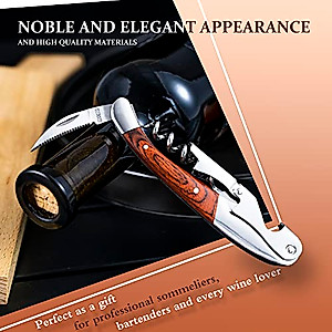 AIZOEVCN Professional Waiters Corkscrew Wine Key Rosewood Handle 3 in 1 Bottle Opener with Foil Cutter, Heavy Duty Stainless Steel Wine Opener for Servers, Bartenders, Sommelier, Bar, Restaurant, Home