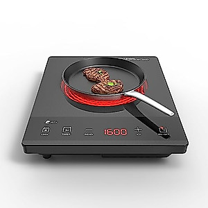 KOCONIC 1600W Single Burner,Electric Cooktop,Hot plate for cooking,Electric Stove With Timer and Touch Control,No Radiation to Protect Family Health Grey…