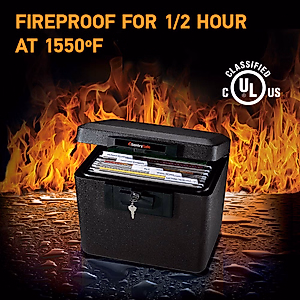 SentrySafe Fireproof Safe Box with Key Lock, Safe for Files and Documents, 0.61 Cubic Feet, 13.6 x 15.3 x 12.1 inches, 1170