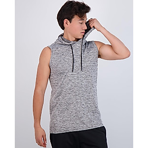 3 Pack: Men’s Dry Fit Moisture Wicking Hooded Tank Top Active Athletic Hoodie Pullover Sweatshirt Workout Running Fitness Gym Sports Bodybuilding Casual Sweatshirt Outdoor Muscle top-Set 5,L