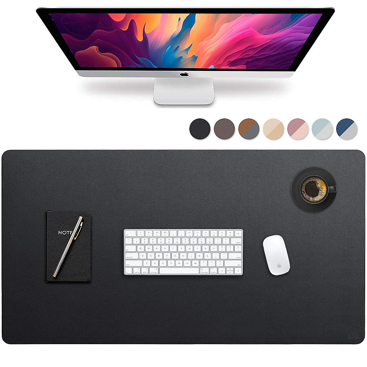 Vine Creations Leather Desk Mat Large 44" x 22", Desk Protector Mat, PU Leather Desk Pad, Large Mouse Pad, Desk Blotter, Desk Pads on Top of Desks, Desk Matt for Desktop, Office Desk Mat (Black)