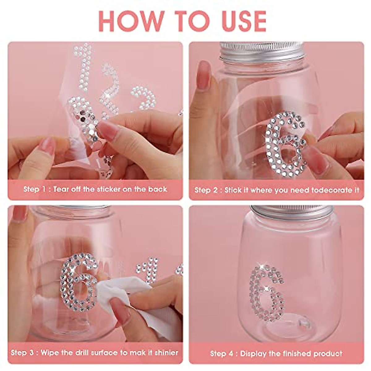 Prasacco 98 Pcs Glitter Letter Stickers Number Stickers, Rhinestone Letter Stickers Alphabet Stickers Silver Letter Stickers Cute Shiny Letters Stickers for DIY Crafts