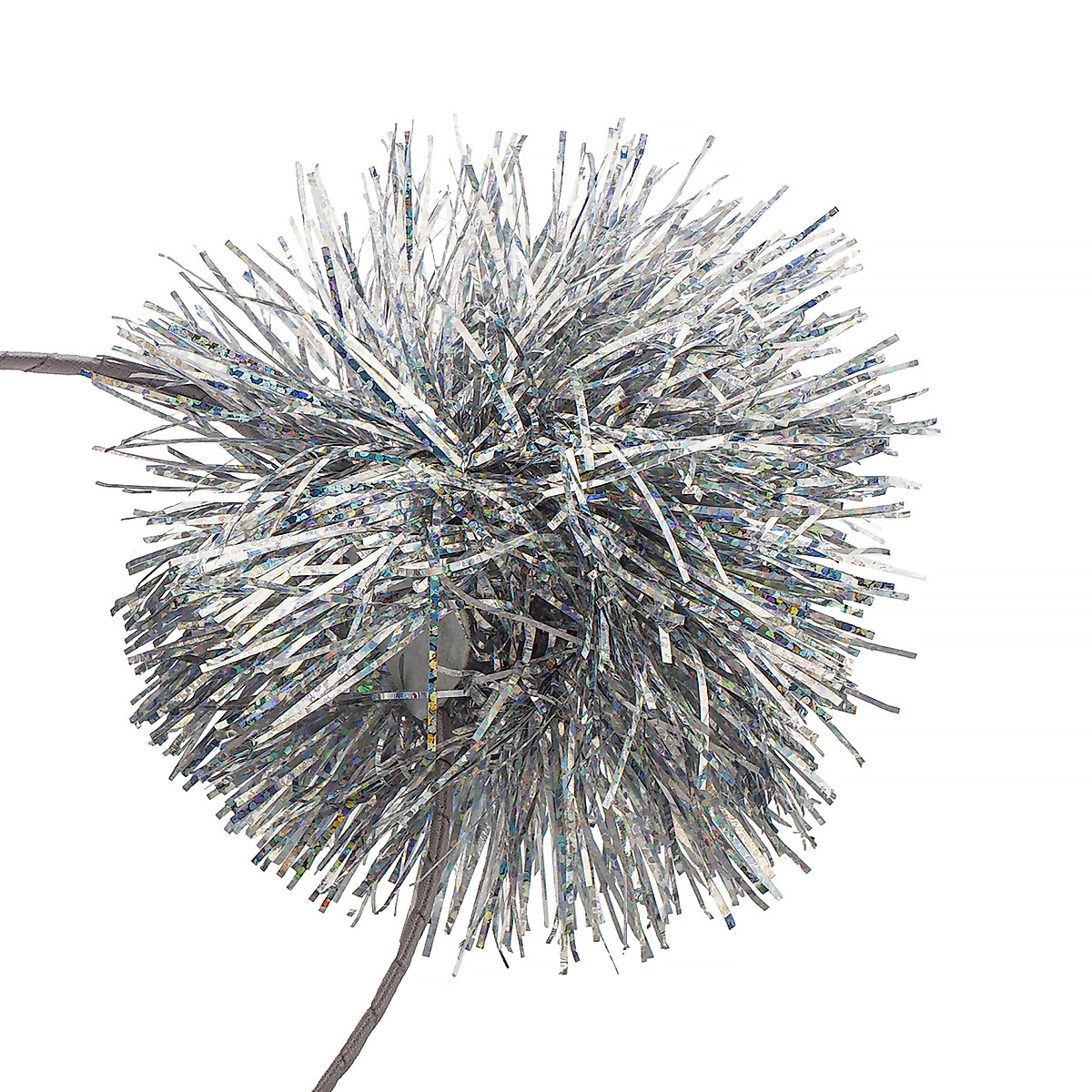 LUX ACCESSORIES Foil Strips Pom Poms Style Cat Ears Fashion Headband (SILVER)