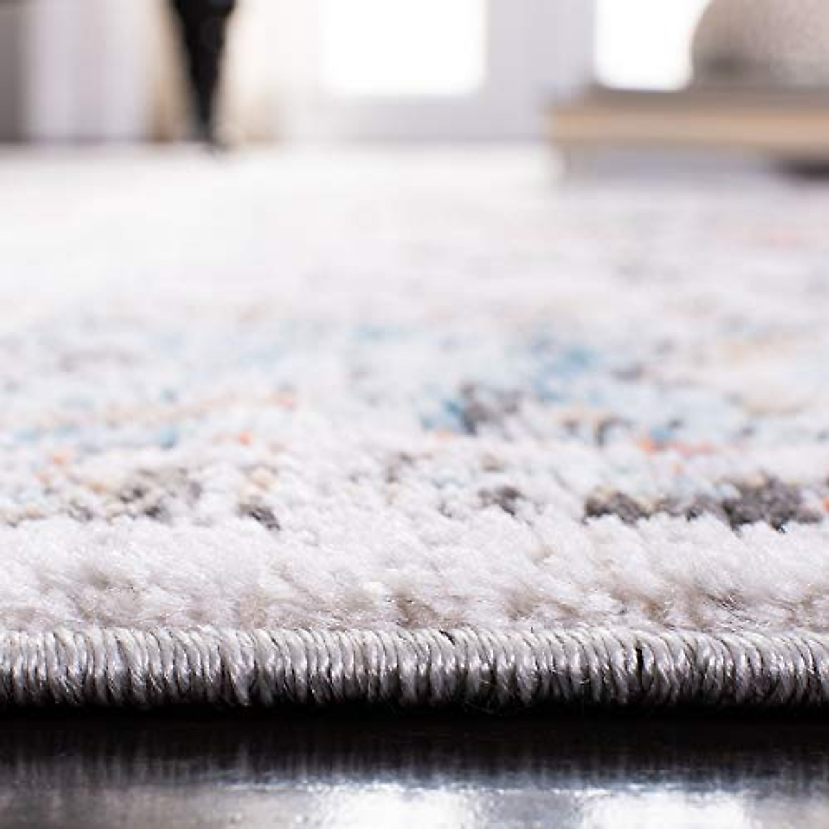 SAFAVIEH Shivan Collection 8' x 10' Grey/Blue SHV704F Medallion Distressed Non-Shedding Living Room Bedroom Dining Home Office Area Rug