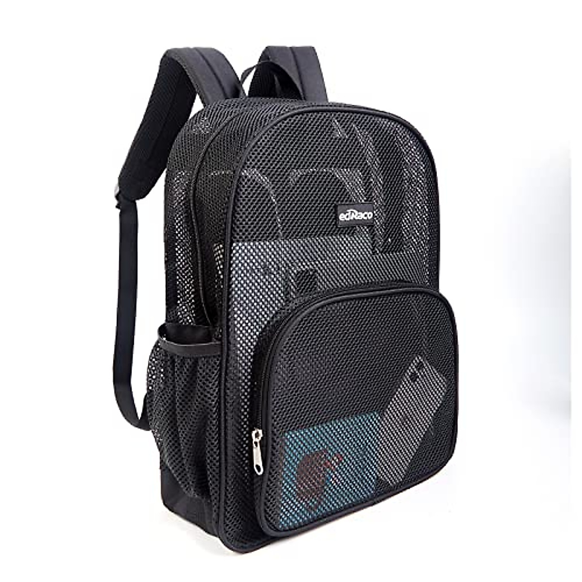 Edraco Heavy Duty Mesh Backpack, Mesh Backpack for School, Sport, Travel, Beach, Semi-transparent Mesh Bag with Padded Straps