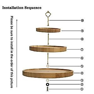 3 Tier Tray ,Bamboo Tier Serving Stand ,Farmhouse Tiered Tray Decor with Metal Brackets Kitchen, Cupcake Stand,Coffee Table, Cake and Party Round Tray