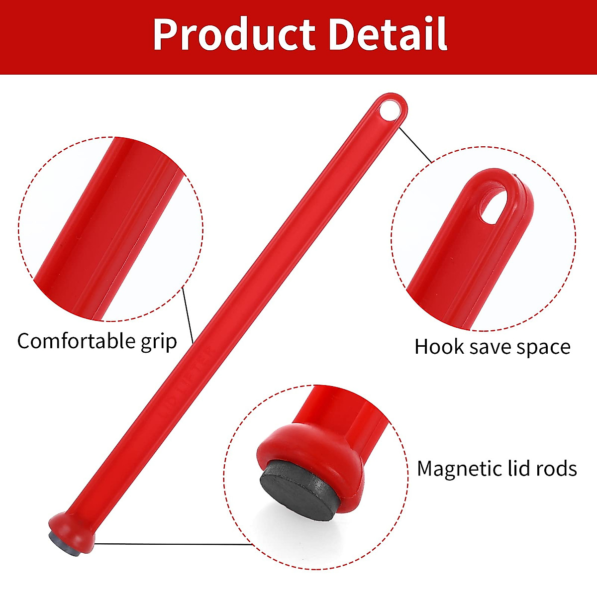 ASTER 4 Pieces Canning Kit-2 Pieces Canning Magnetic Lid Lifter Canning Lid Lifter (7 Inch) 2 Pieces Canning Bubble Popper Remover Canning Lid Magnet Tools(Red)